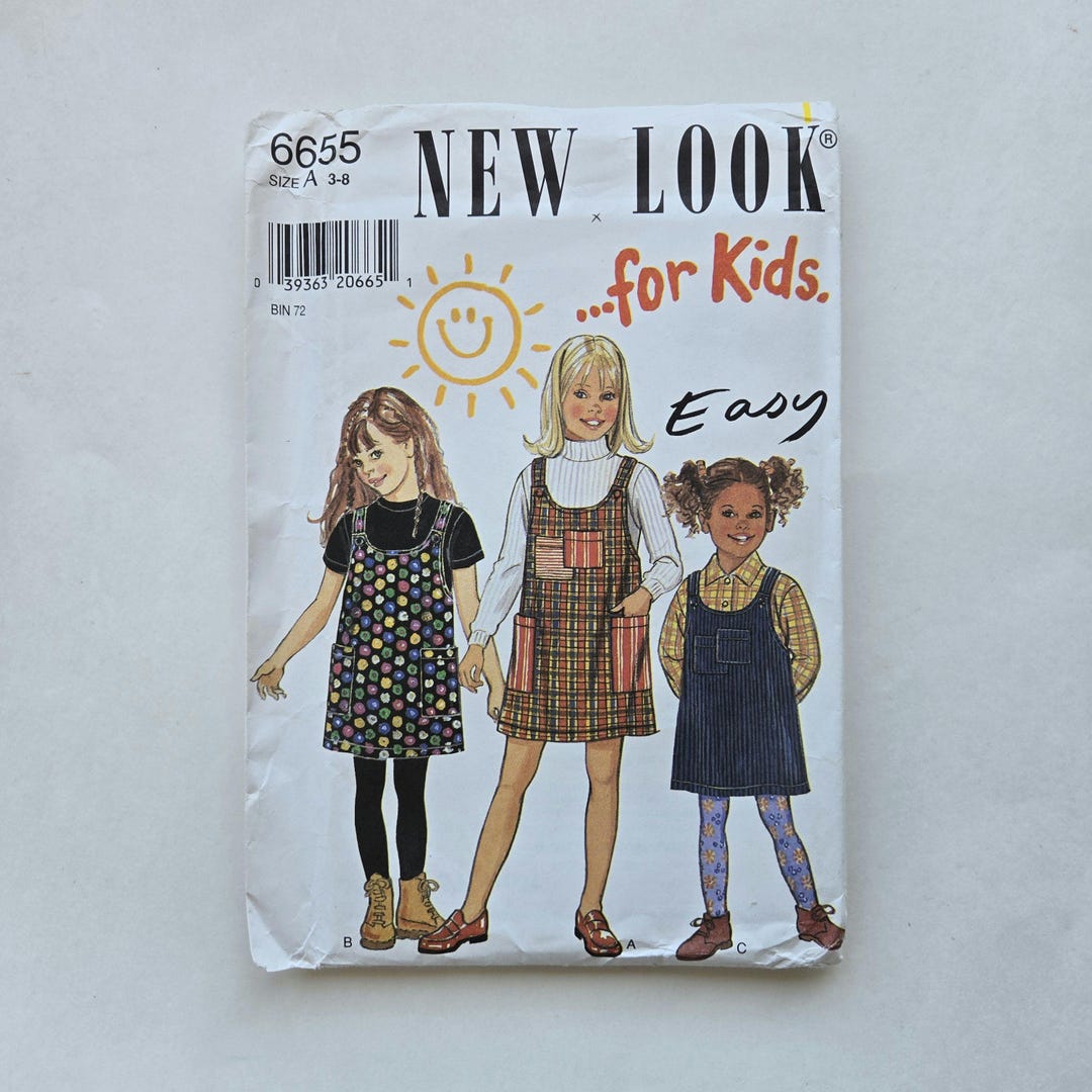 New Look 6655 Girl's Jumper Dress Pattern, Patch Pockets (size 3-8) - Etsy