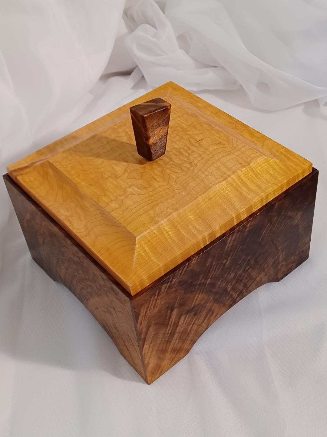 Wooden Curly Walnut Box, Keepsake, Cremation Ash Box, Anniversary ...