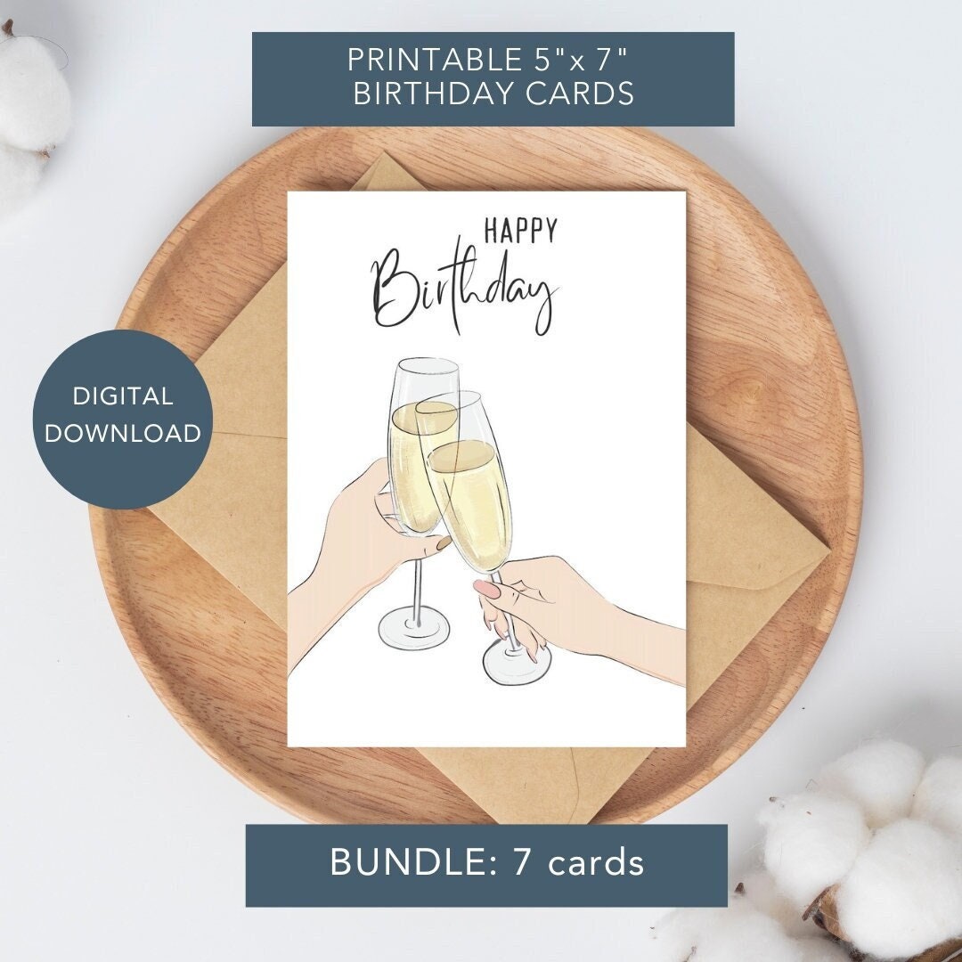 Printable Digital Birthday Cards Bundles Digital Downloads Instant ...