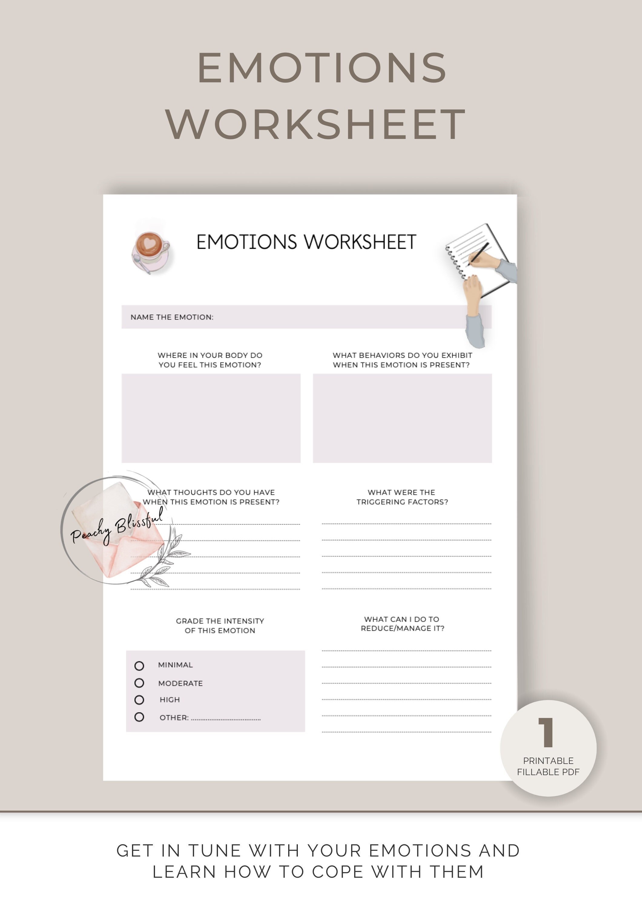 Emotions Worksheet Dealing and Processing Emotions Fillable - Etsy