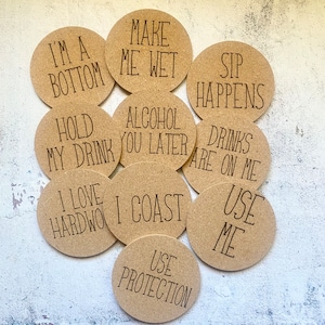 Funny Cork Coasters Set of Ten - Etsy