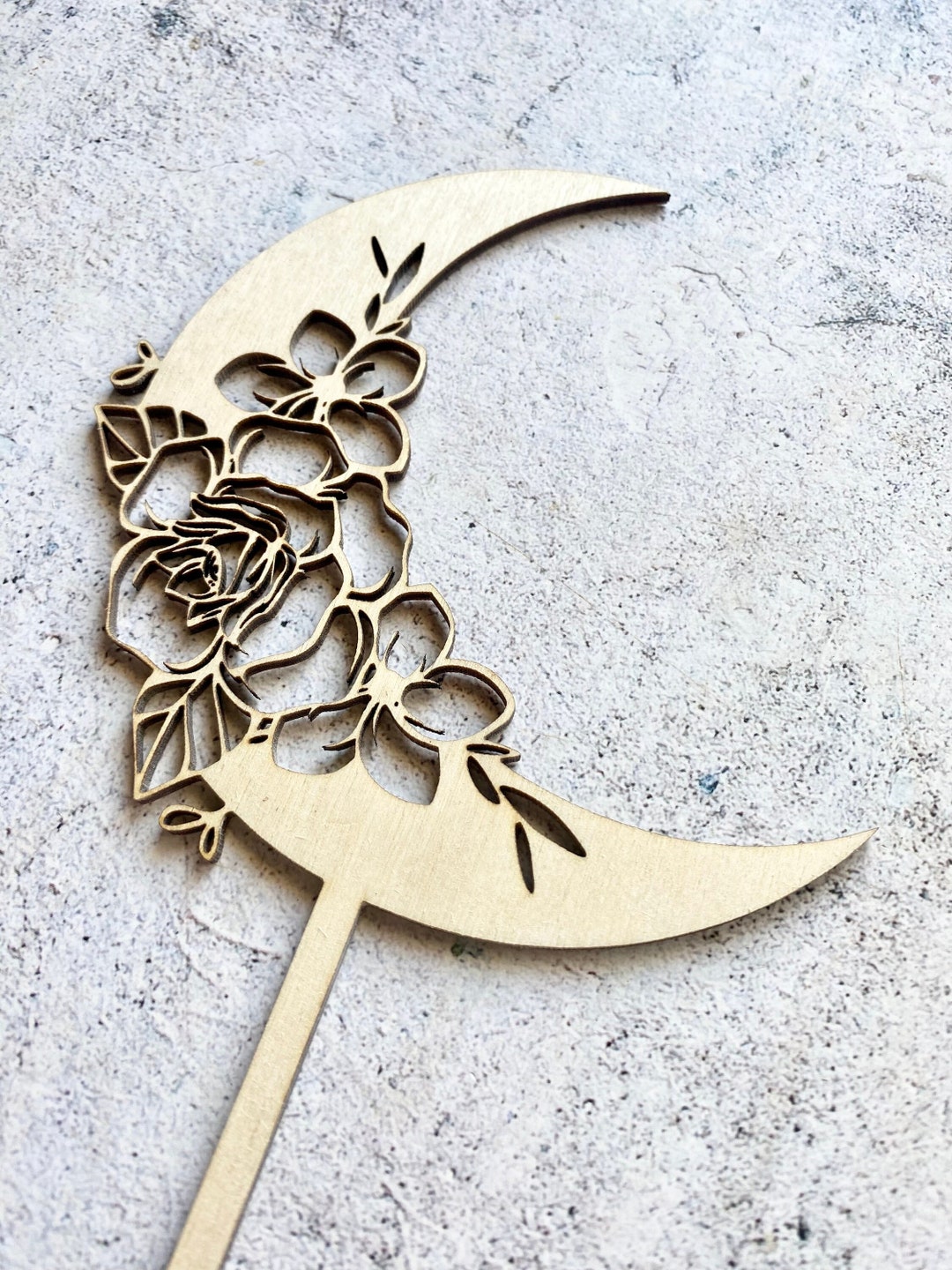 Boho Floral Moon Cake Topper - Etsy