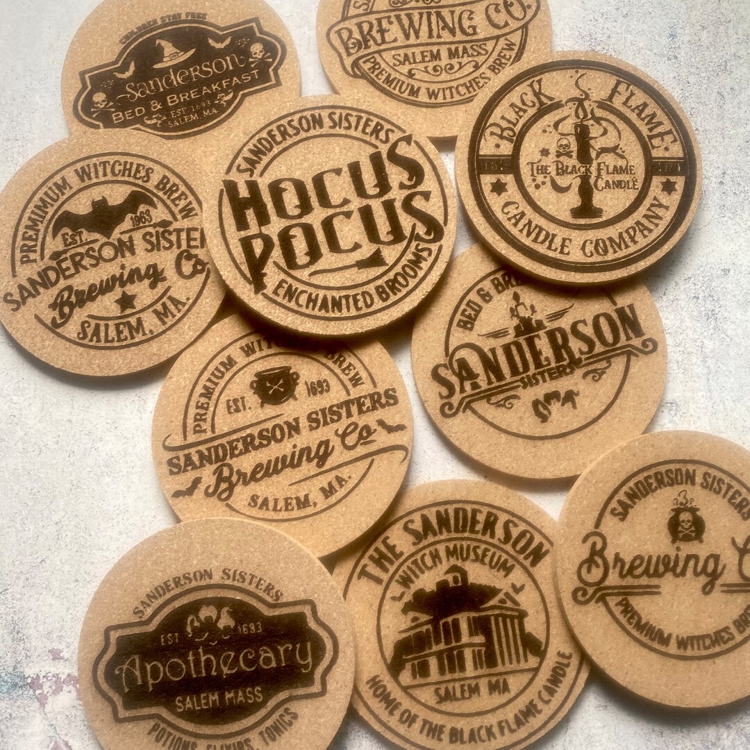 Set of Ten Hocus Pocus Cork Coasters - Etsy