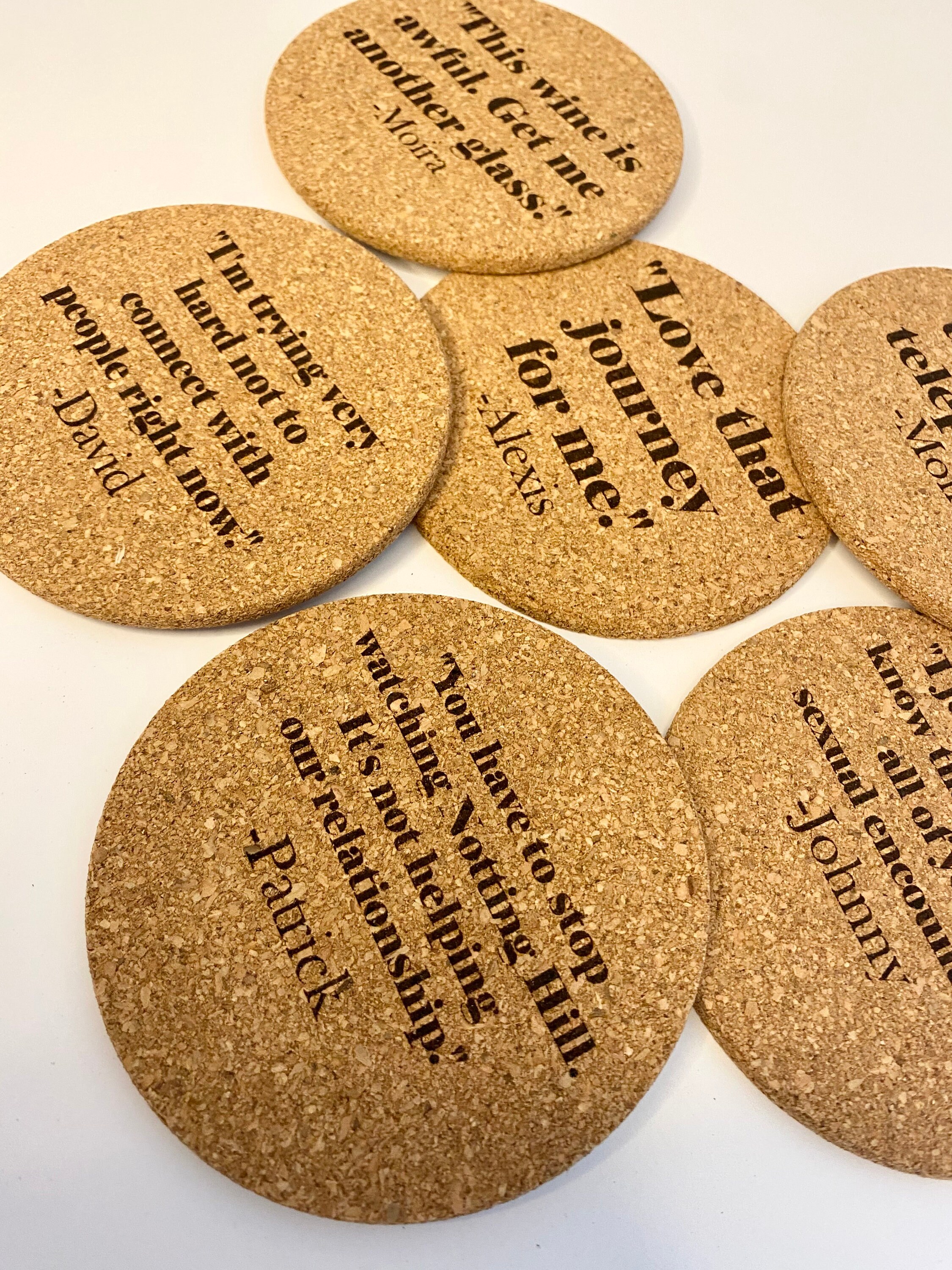 Set of Six Schitts Creek Cork Coasters Custom Engraved Funny | Etsy