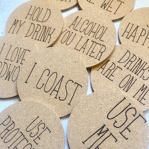 Funny Cork Coasters Set of Ten - Etsy