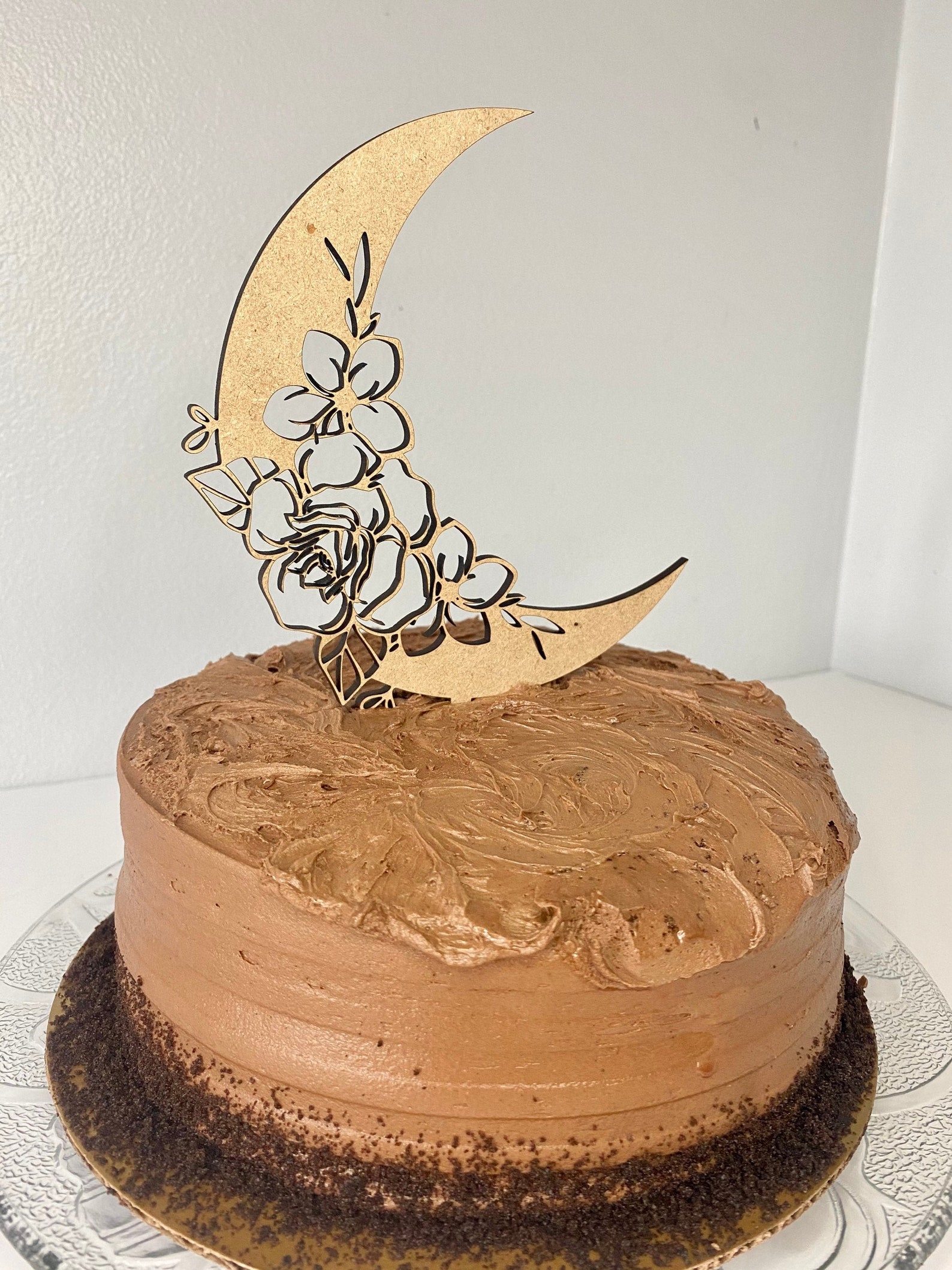Boho Floral Moon Cake Topper - Etsy