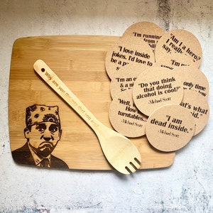 Lrg Michael Scott Gift Set the Office Cutting Board Utensil - Etsy