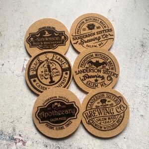 Set of Six Hocus Pocus Cork Coasters Set - Etsy