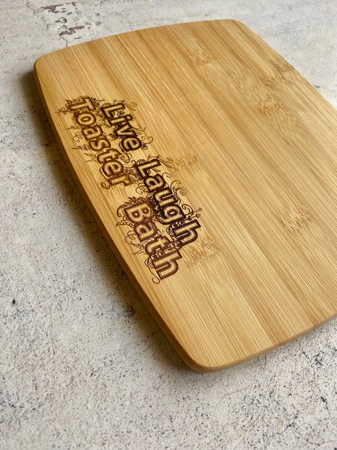 Live Laugh Toaster Bath Bamboo Cutting Board - Etsy