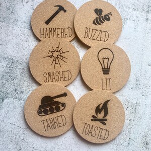 Buzzed Funny Cork Coasters Set - Etsy