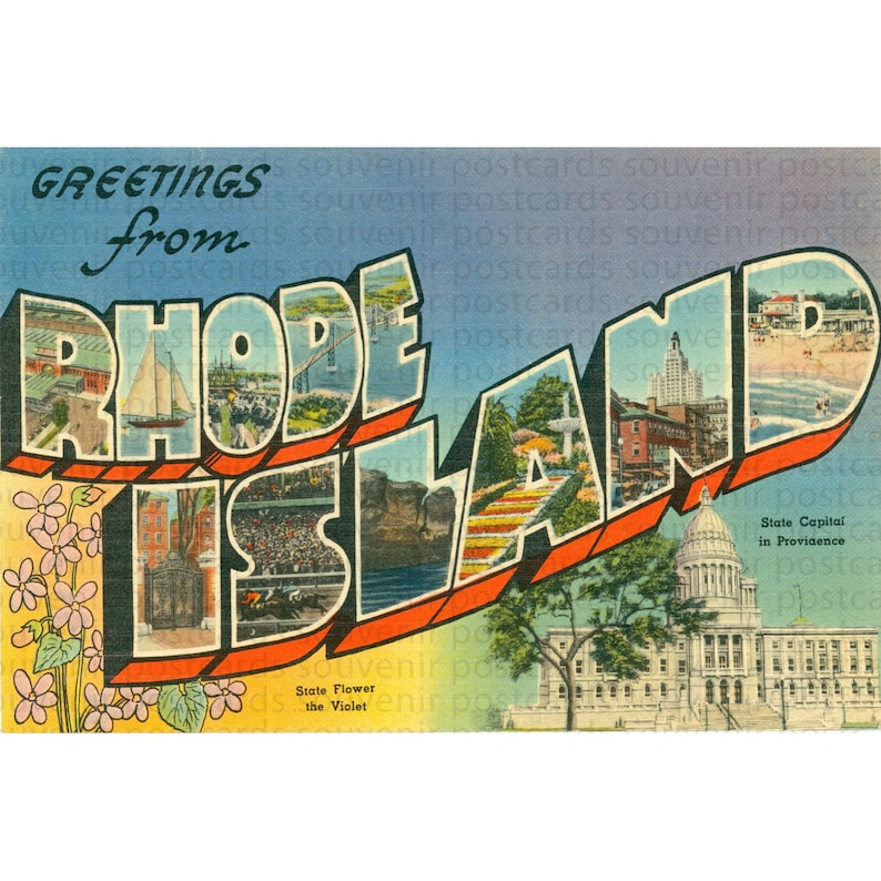Rhode Island, Rhode Island Art, Travel Postcard, Rhode Island Printable ...