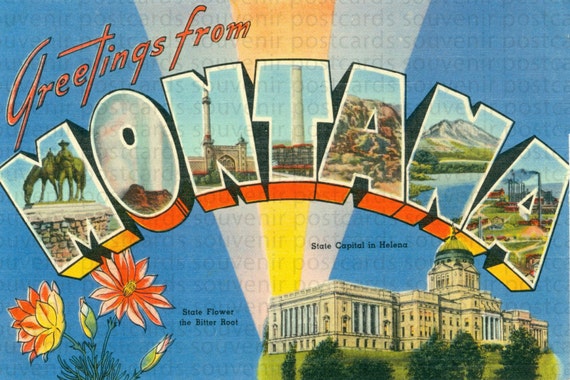 Montana Postcard Montana Montana Print Montana Art Montana | Etsy