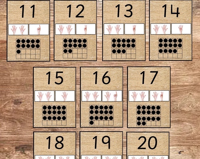 Tens Frame Number Cards Printable 11-20 Subitising Numeral Fingers ...