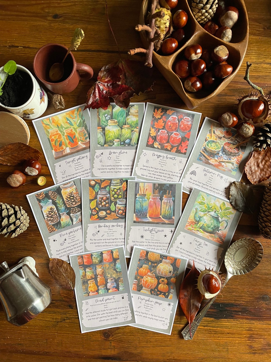 Autumn Mud Kitchen Recipe Cards Forest School Digital Printable Mud ...