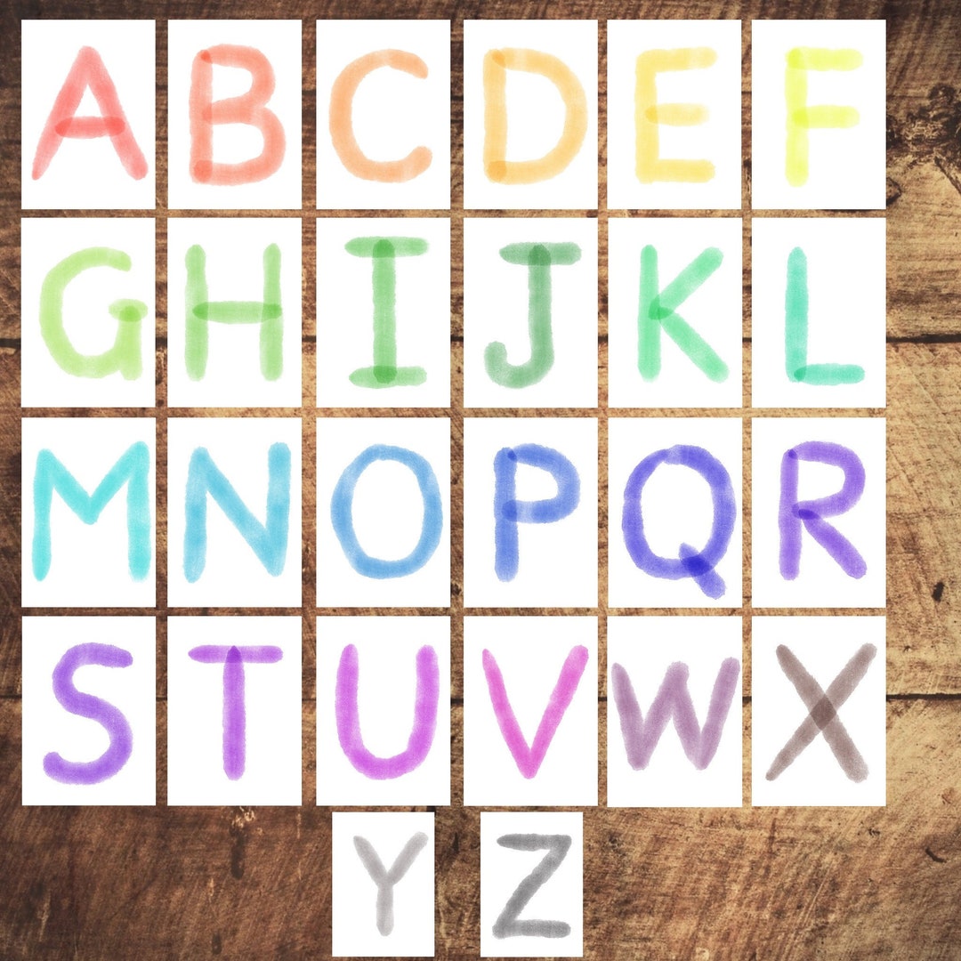 Watercolour Rainbow Alphabet Cards Uppercase Classroom Display Pdf ...