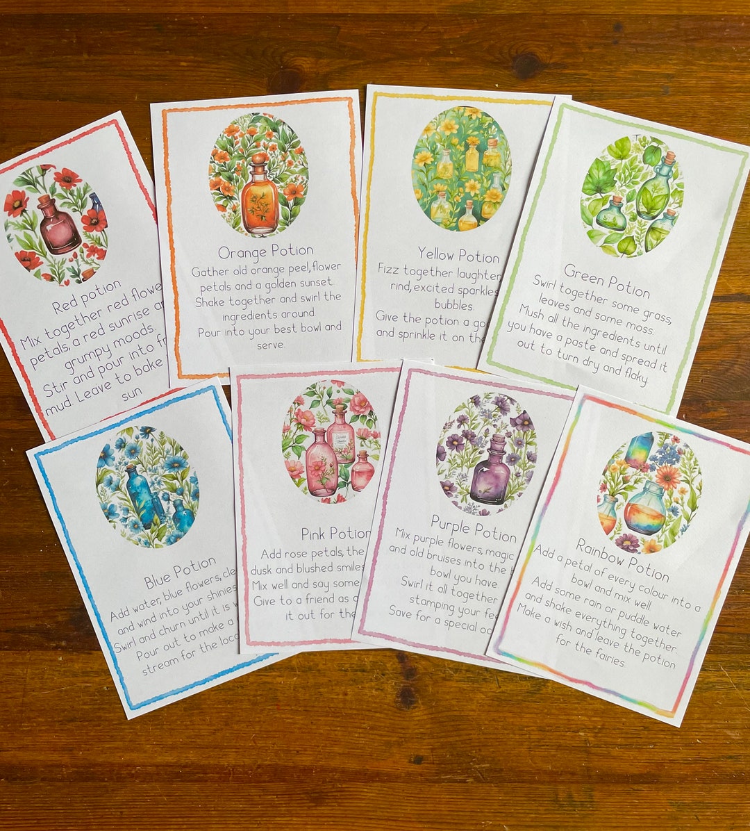 Rainbow Mud Kitchen Potion Cards Garden Printable Digital Download ...