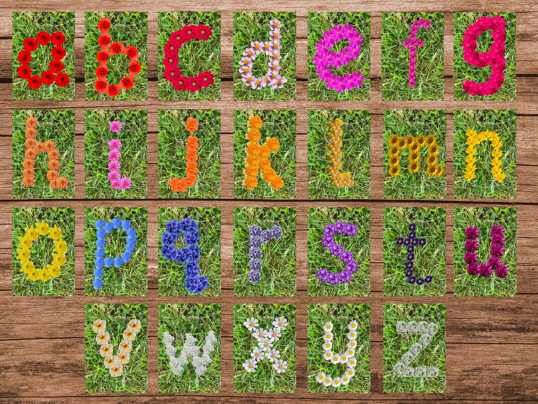 Lowercase Flower Nature Alphabet Cards Printable Digital Download ...