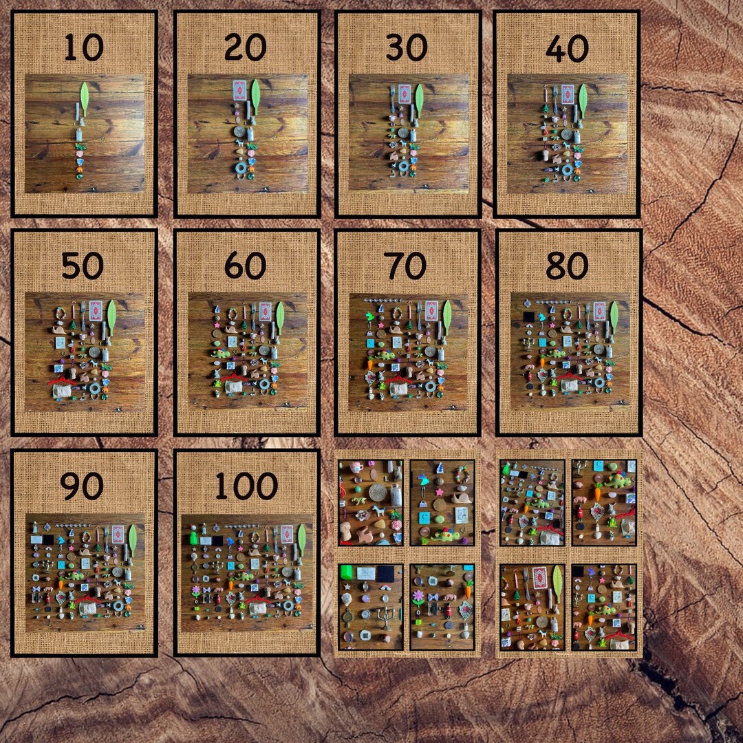 10-100 Object Posters Number Cards Printable 0-100 Subitising Numeral ...