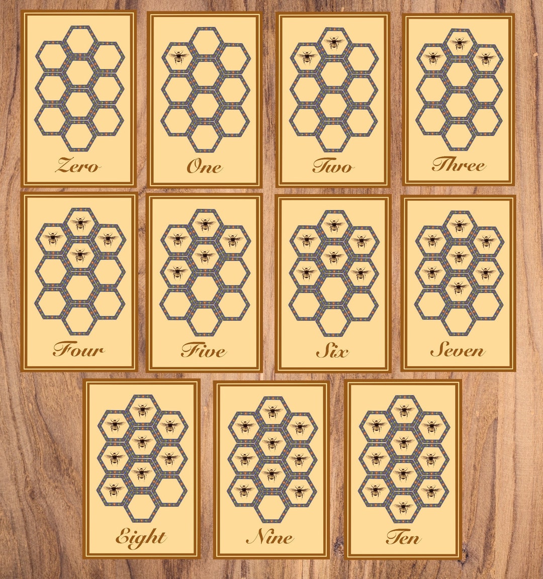 Vintage Bee Number Cards Digital Download Printable Children's Maths ...