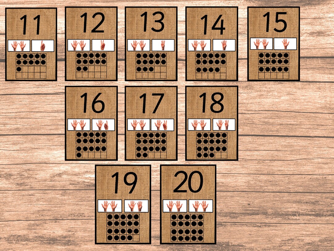 Tens Frame Number Cards Printable 11-20 Subitising Numeral Fingers ...