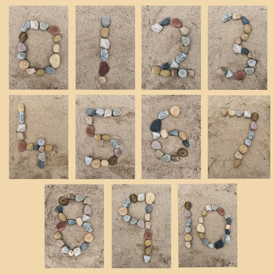 Nature Number Cards Beach and Sand Stone 0-10 Printable EYFS Resource ...