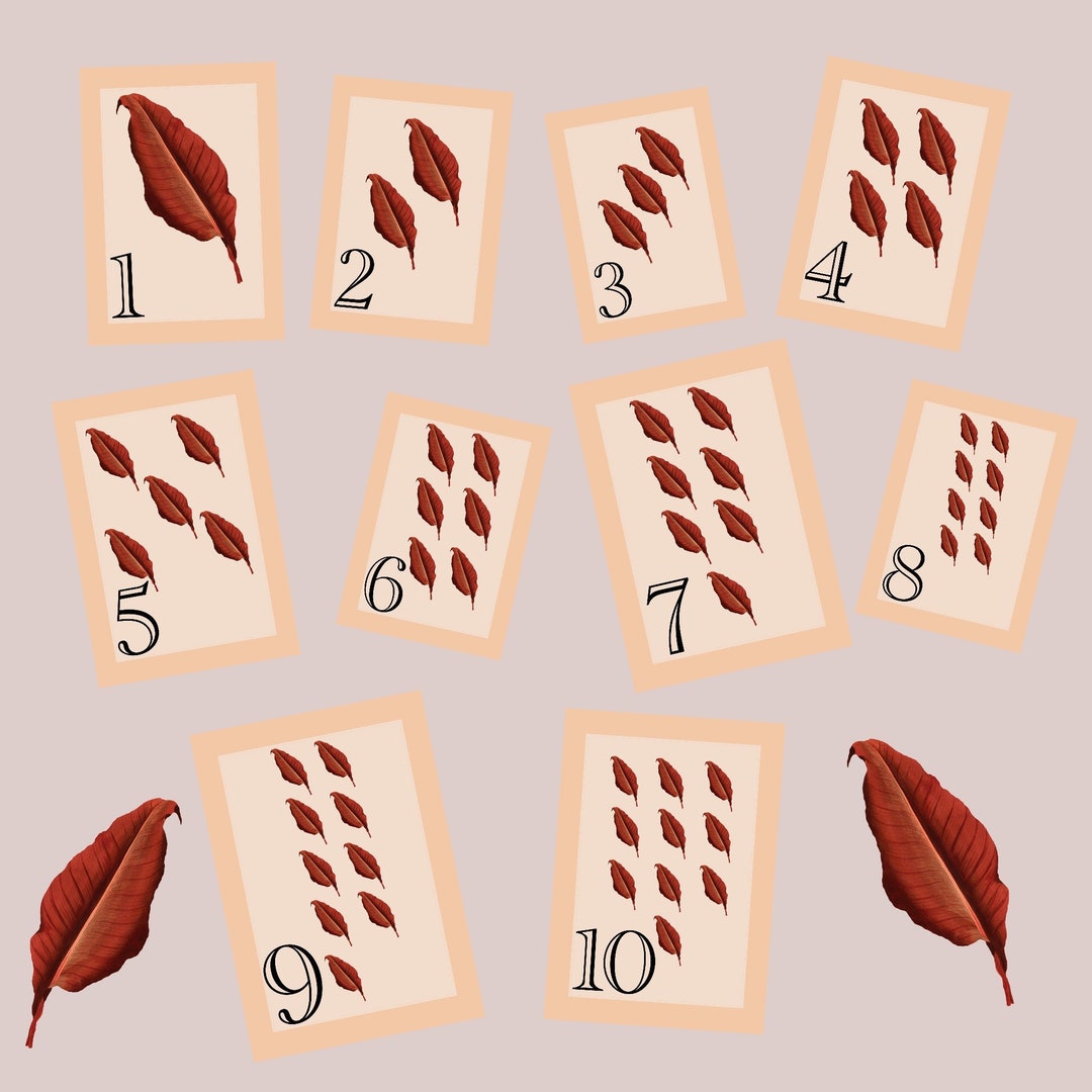 Autumn Leaf Number Flash Cards 1-10 Printable Childrens Digital ...