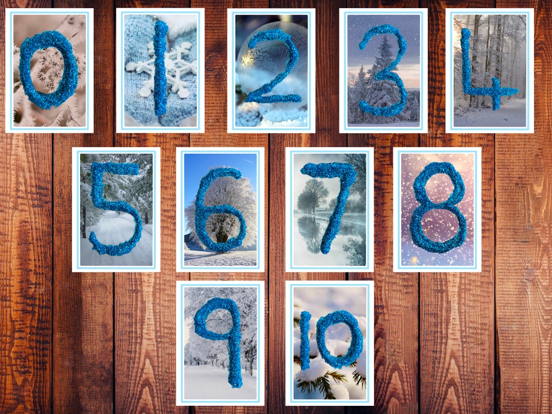 Winter Number Cards 0-10 Printable EYFS Resource Montessori Reggio ...