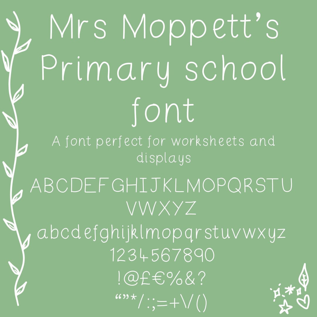 Primary School Font Digital File Download Digital Font for Primary ...