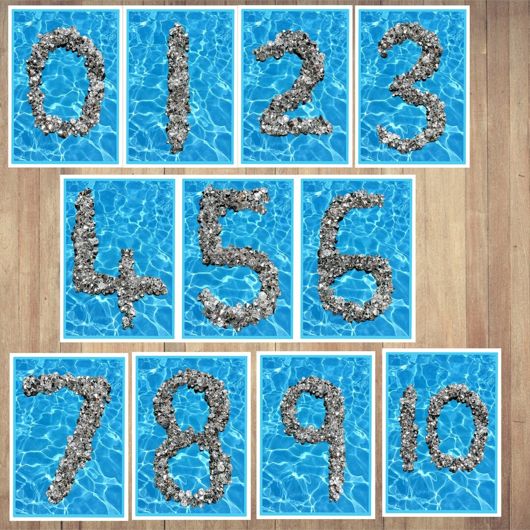 Nature Number Cards Water Jewels Treasure Beach Sea 0-10 Printable EYFS ...