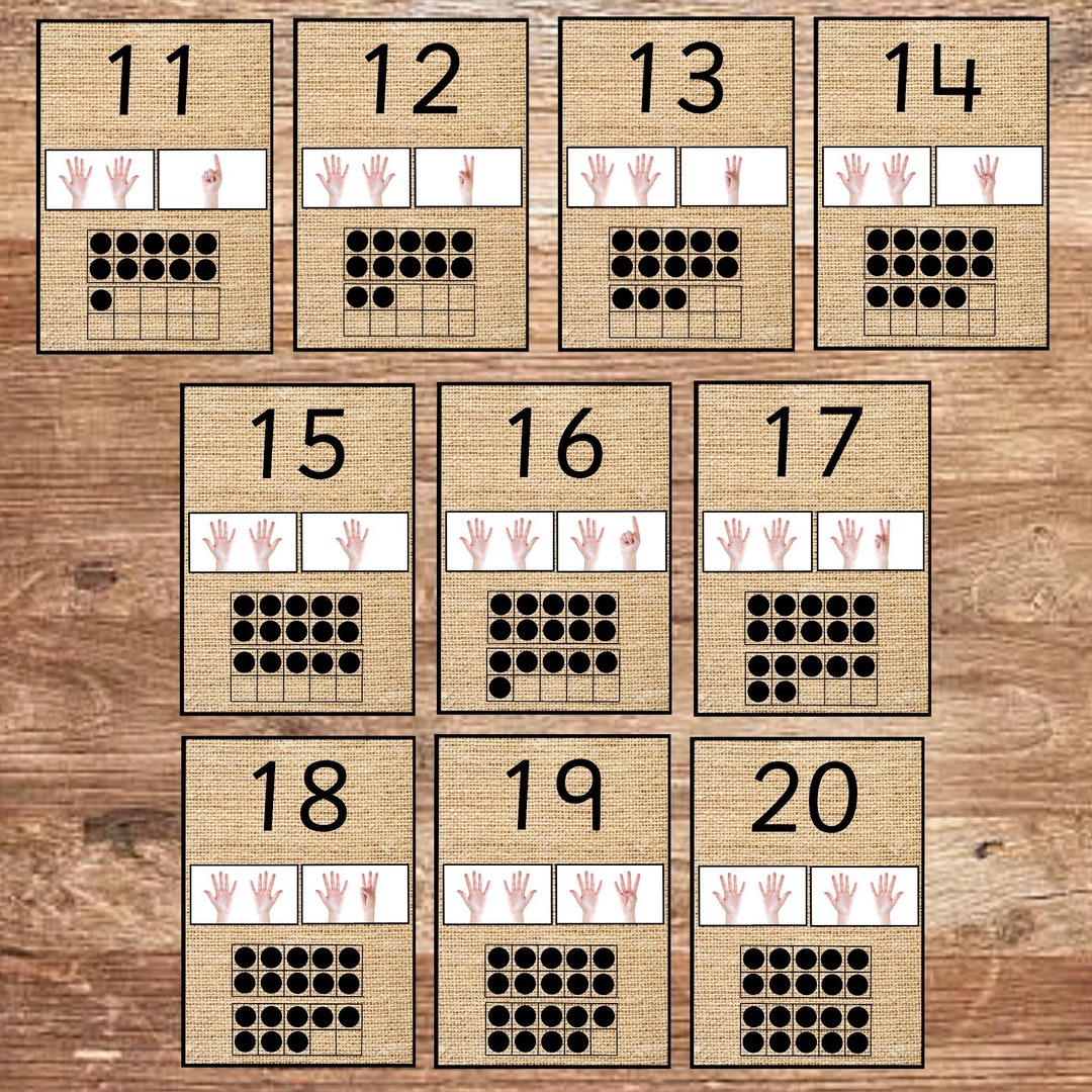 Tens Frame Number Cards Printable 11-20 Subitising Numeral Fingers ...