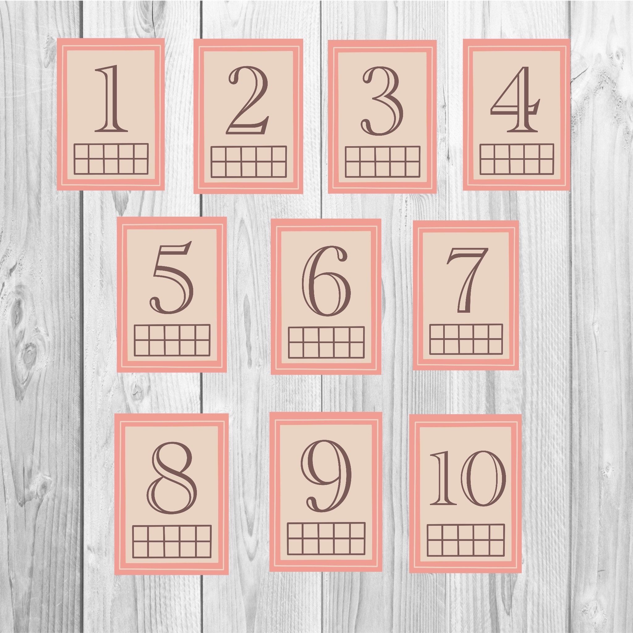 Tens frame number cards 1-10 digital download Montessori - Etsy 日本
