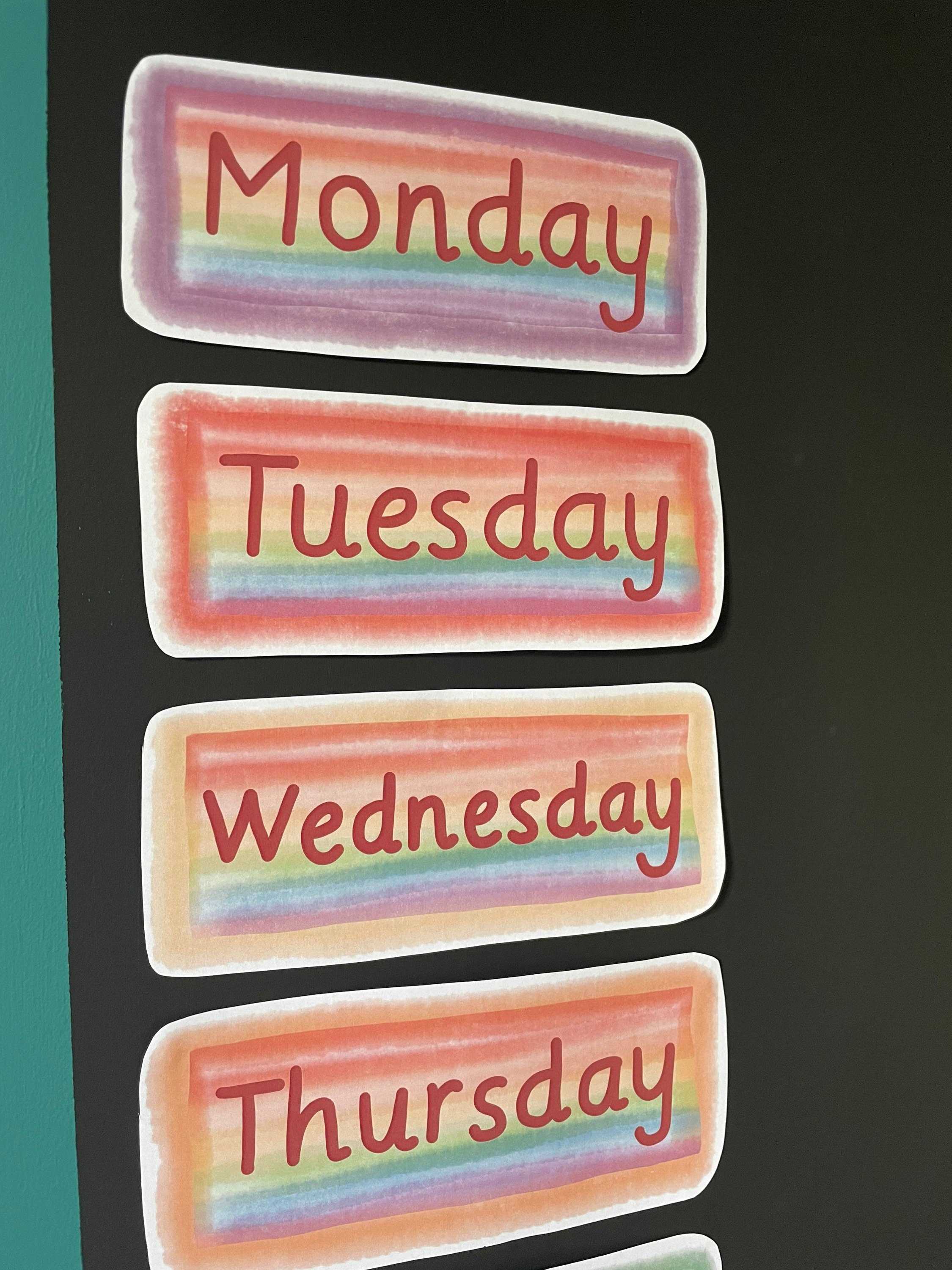 Days of the Week Rainbow Colours Cards Digital Download - Etsy UK