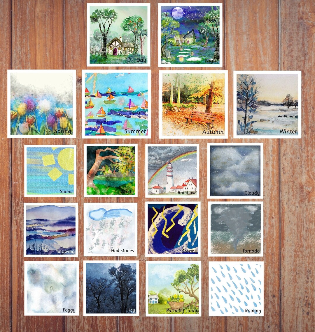 Montessori Inspired Weather/seasons Picture Cards Seasons Digital ...