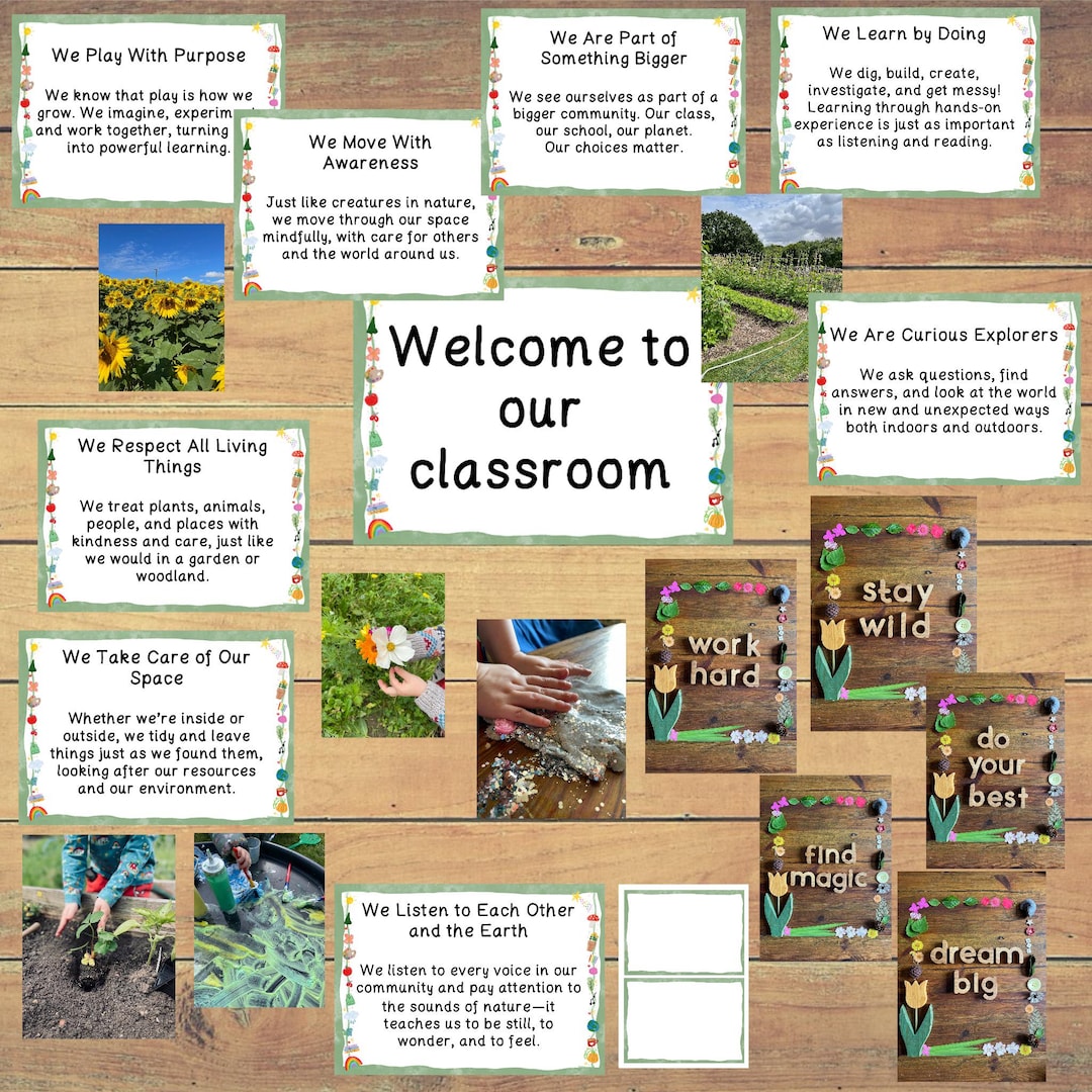 Printable Welcome Display Pack Notice Board Classroom Nature Rules ...