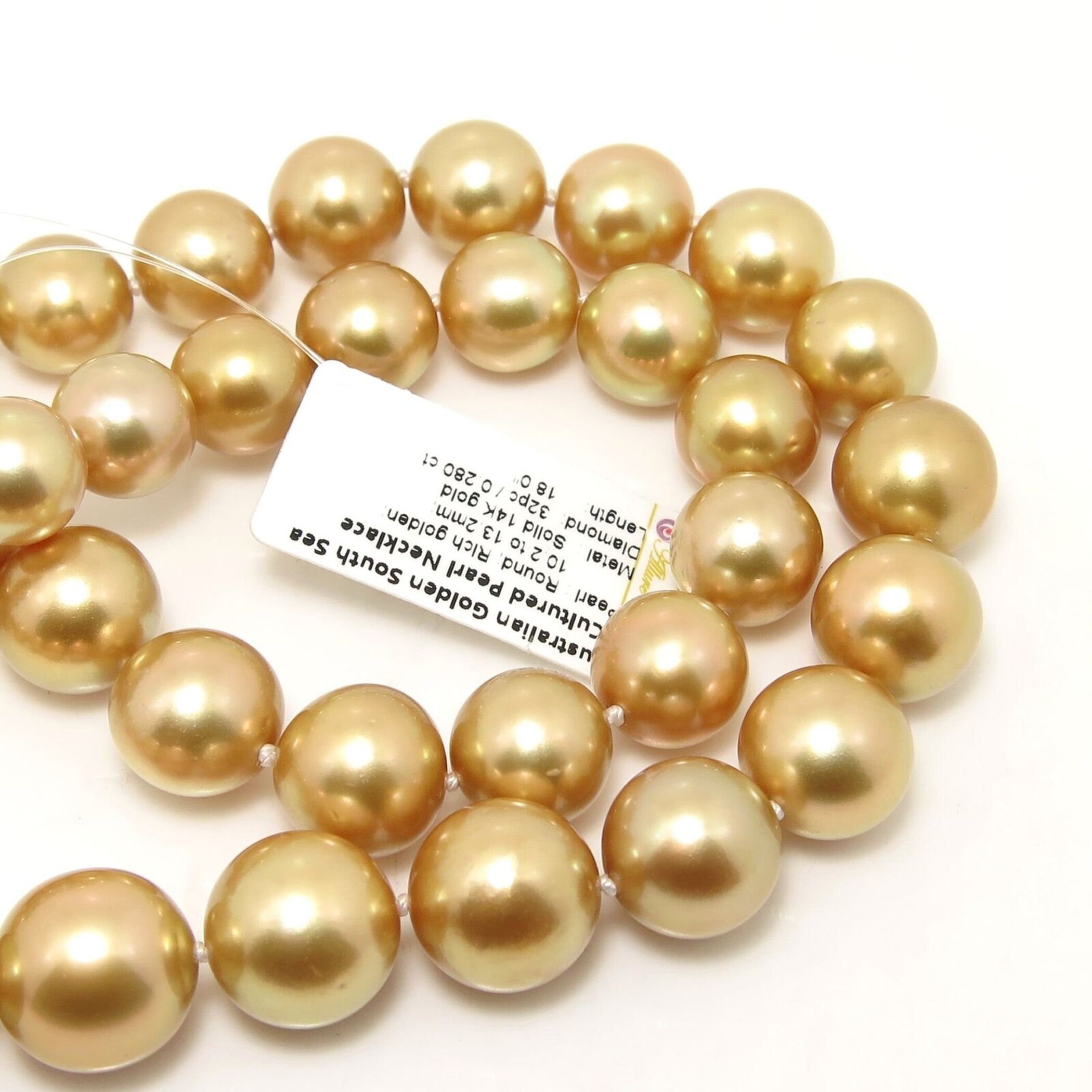 Organic Natural RICH GOLDEN Genuine South Sea Cultured Pearl Necklace ...