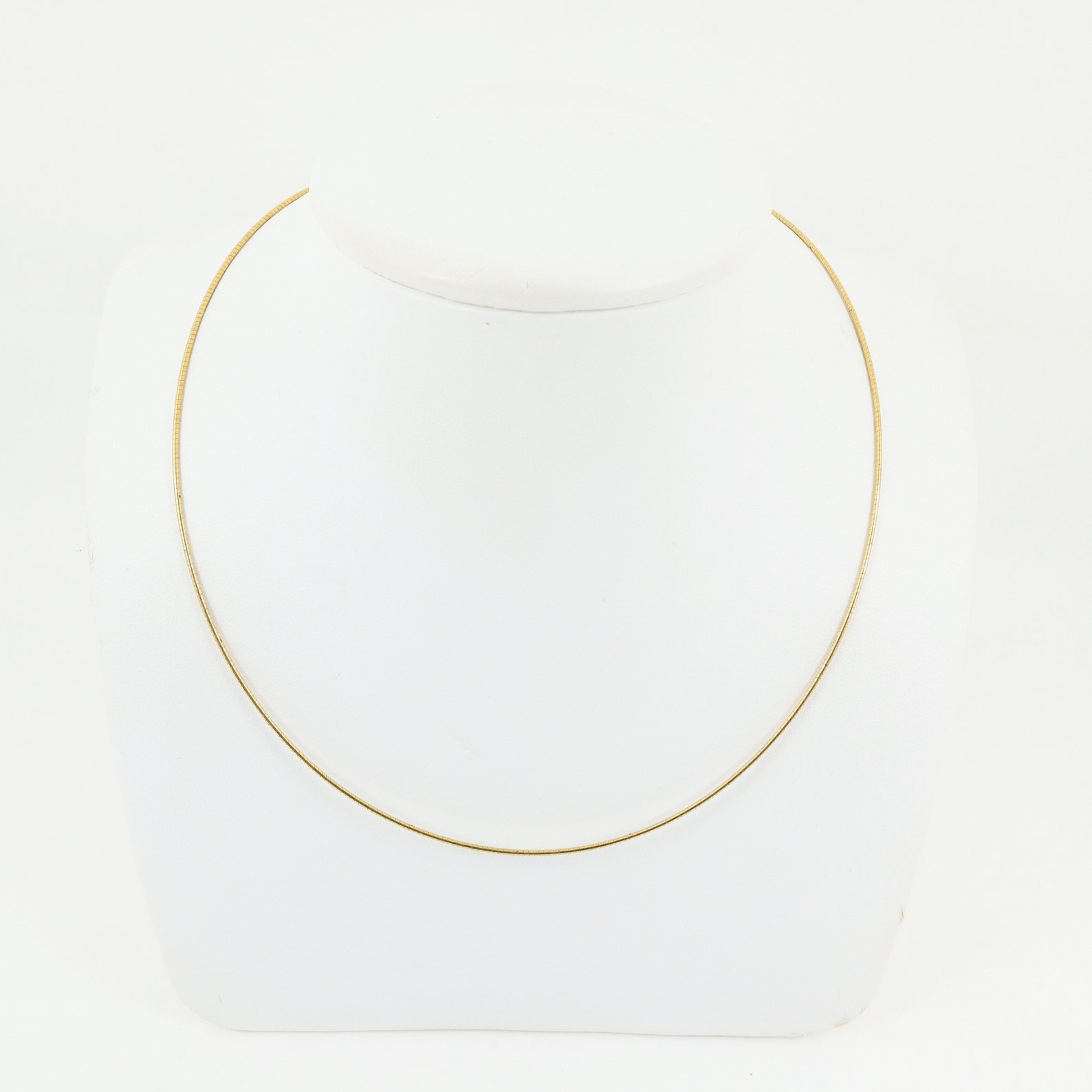 18K Solid Yellow & White Gold Omega Chain / Necklace 1.44mm Thick, 8.7 ...