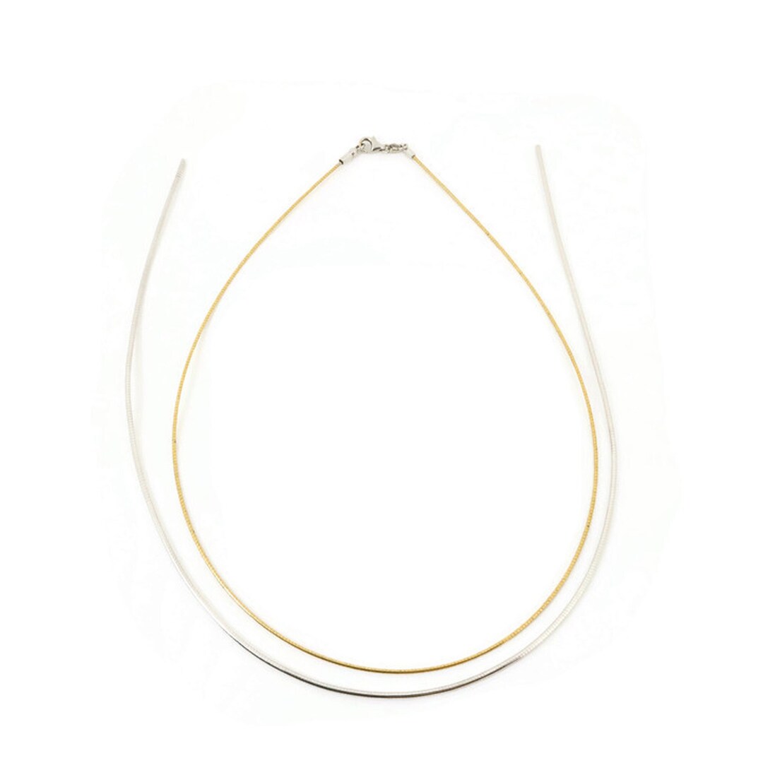 18K Solid Yellow & White Gold Omega Chain / Necklace 1.44mm Thick, 8.7 ...