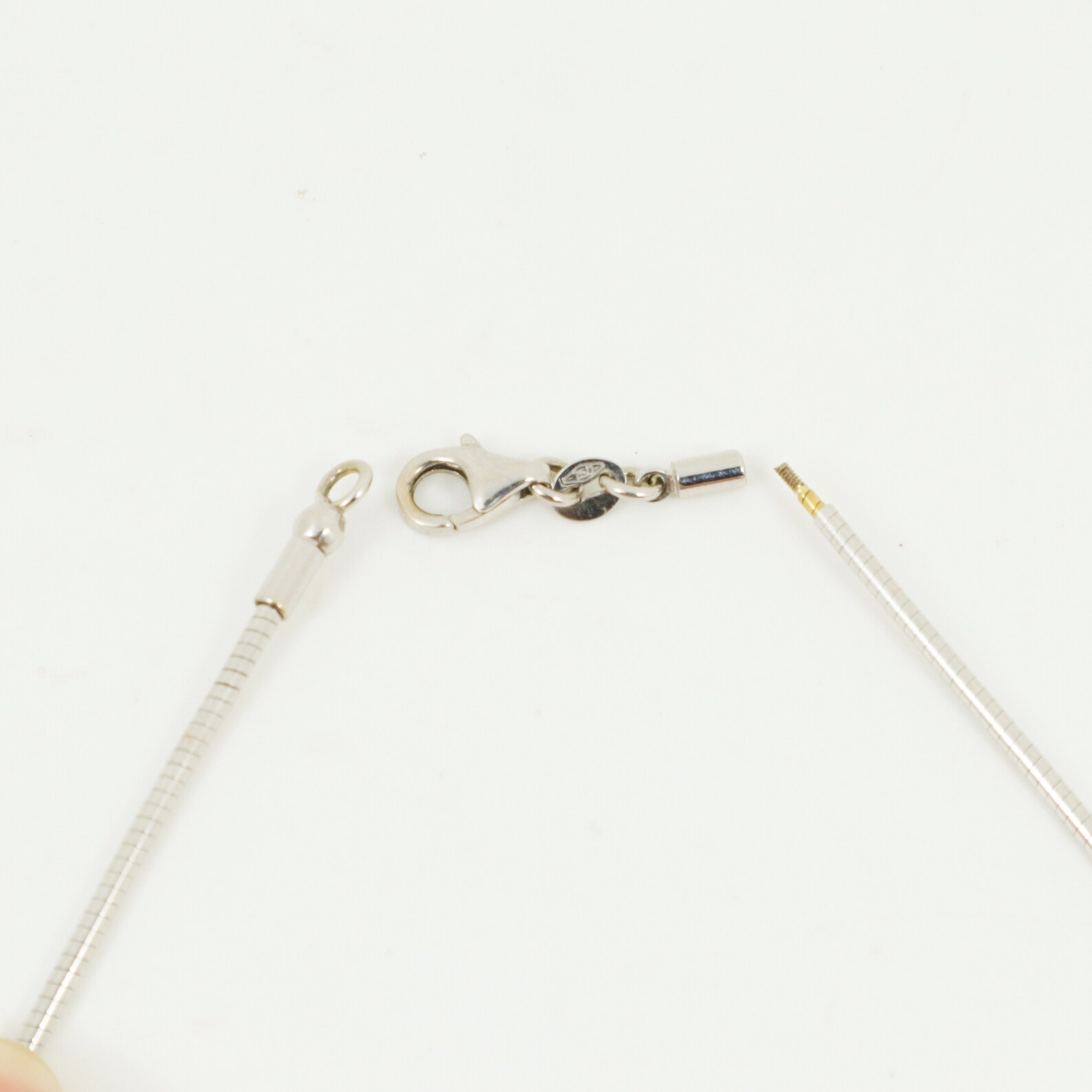 18K Solid Yellow & White Gold Omega Chain / Necklace 1.44mm Thick, 8.7 ...