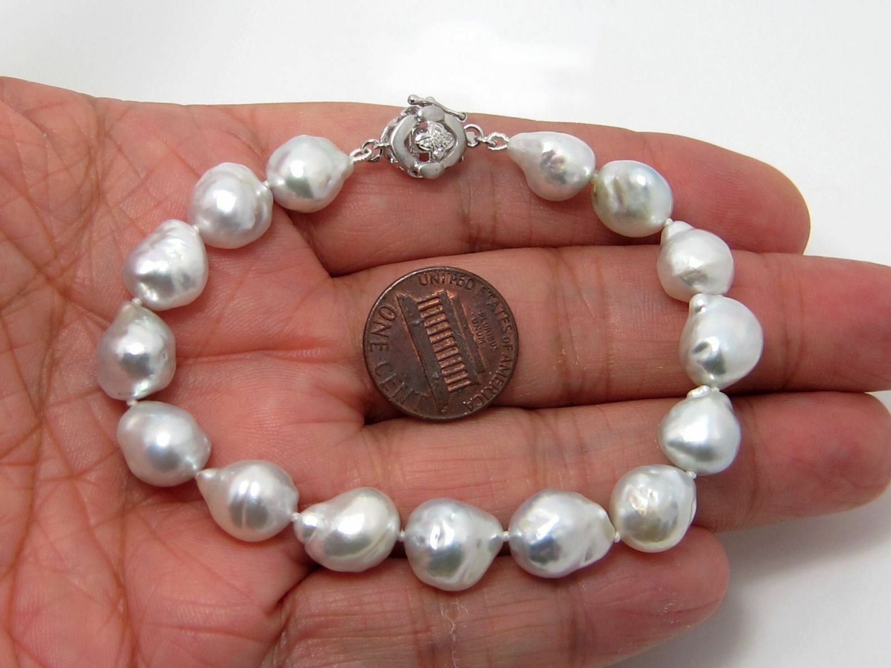 Organic Natural SILVER METALLIC Australian South Sea Cultured BAROQUE ...