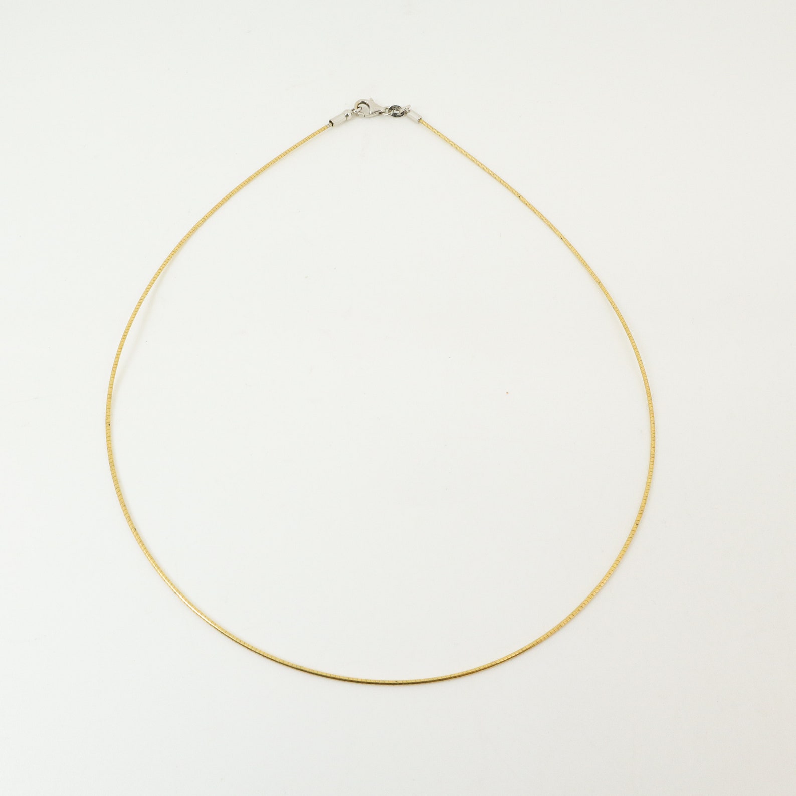 18K Solid Yellow & White Gold Omega Chain / Necklace 1.44mm Thick, 8.7 ...