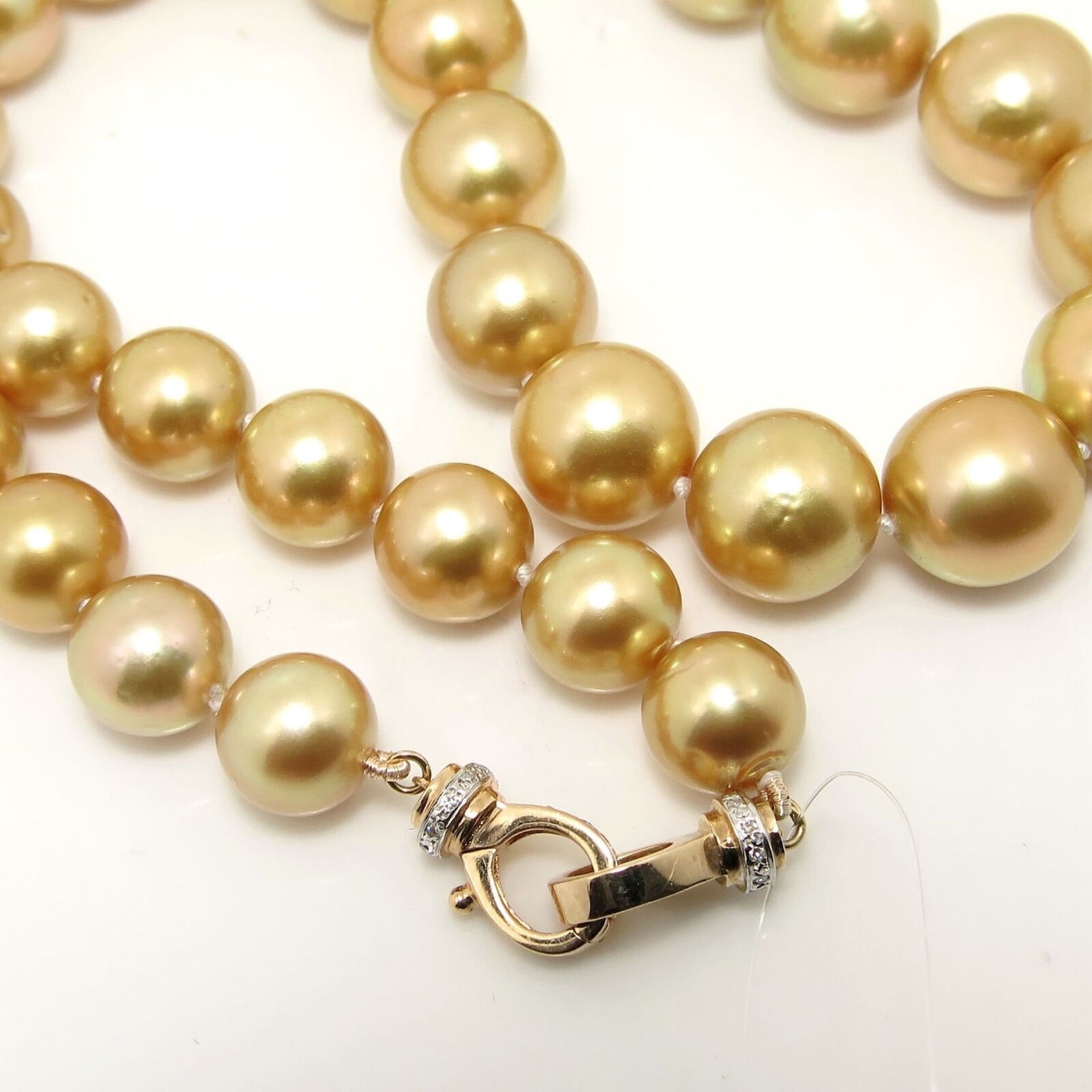 Organic Natural RICH GOLDEN Genuine South Sea Cultured Pearl Necklace ...