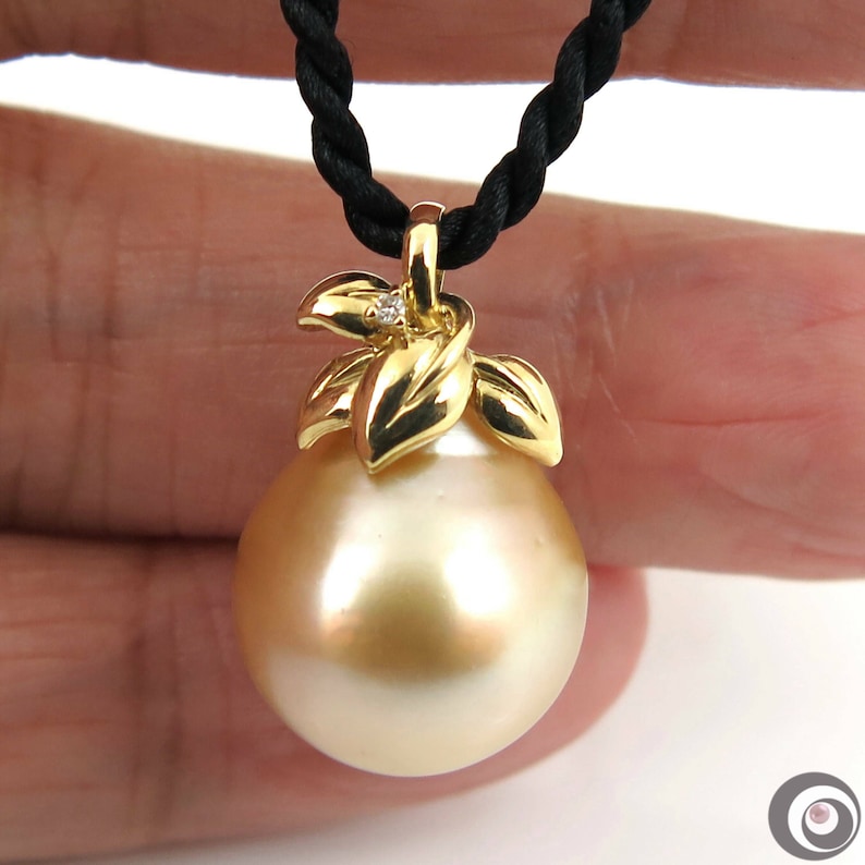 FLORAL 18K Solid Yellow Gold Pendant With Enormous 15.4mm | Etsy