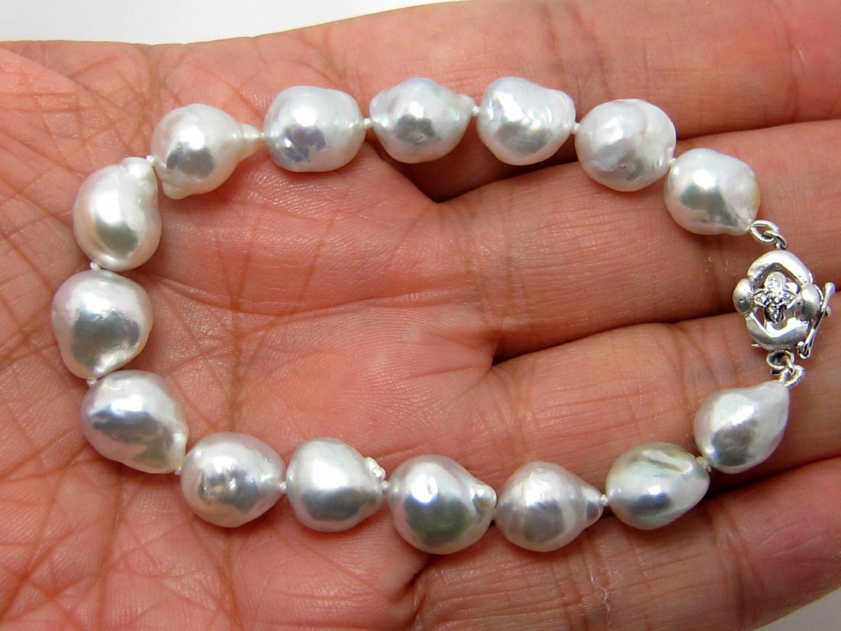Organic Natural SILVER METALLIC Australian South Sea Cultured BAROQUE ...