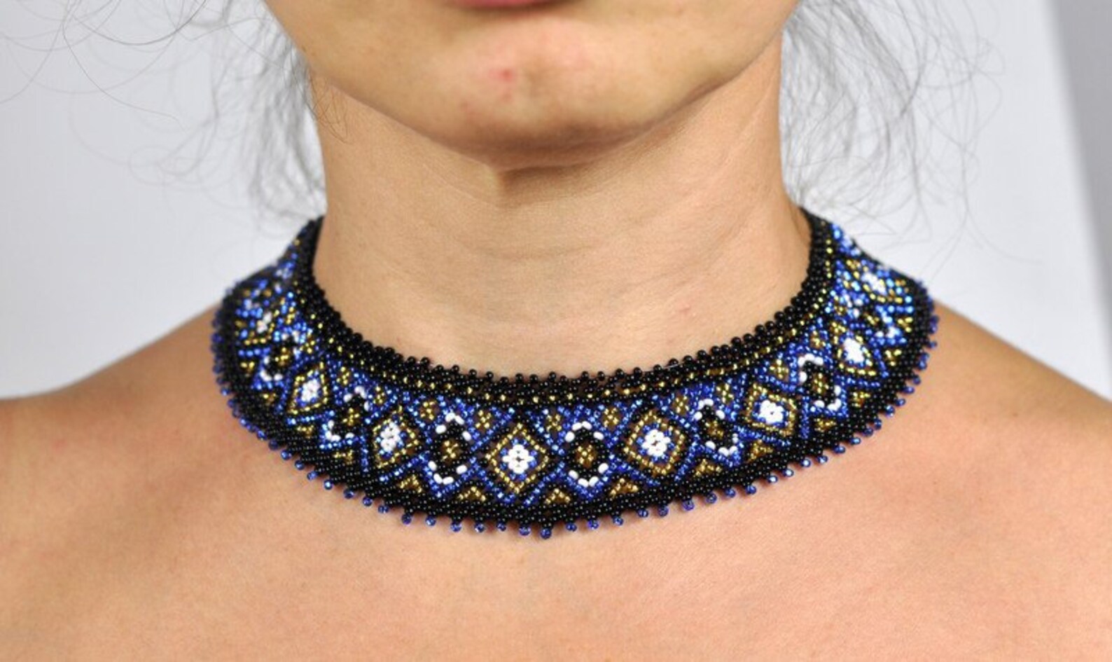 An Ukrainian Jewellery Set: Collar Collier and Cuff Bracelet. Beaded ...