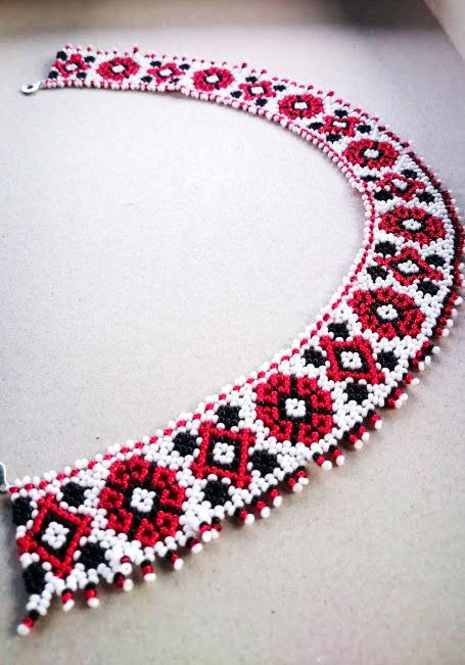 An Ukrainian Jewellery Set: Collar Collier and Cuff Bracelet. Beaded ...