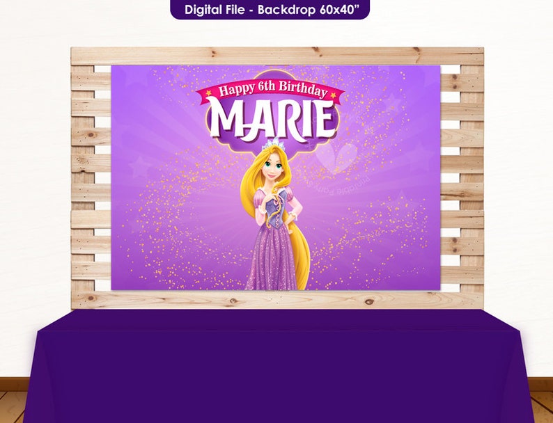 Rapunzel Disney Birthday Backdrop Tangled Birthday Backdrop | Etsy