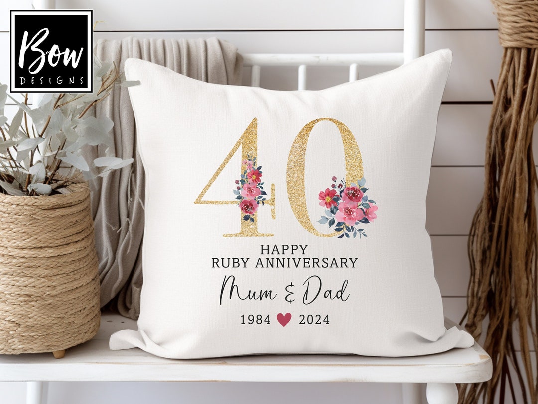 Personalised Ruby Wedding Anniversary Gift, 40th Anniversary Cushion ...