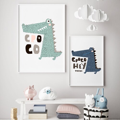Crocodile Print Kids Wall Art Printable Nursery Art Animal | Etsy