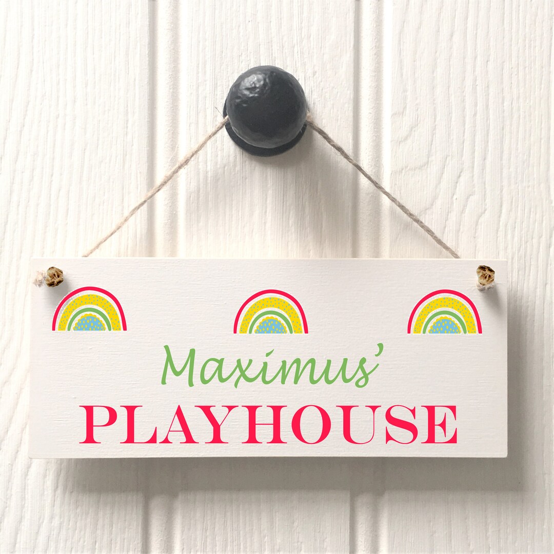 PERSONALISED Outdoor Kids Playhouse Sign, Bright Rainbow Boys/girls ...