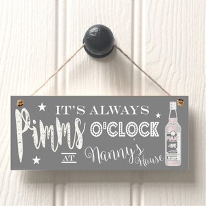 Personalised Pimm's O'clock Alcohol Sign Grey, New Home Sign, Alcohol ...
